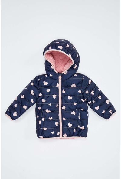DeFacto Kız Bebek Kapüşonlu Fermuarlı İçi Kürklü Kalp Baskılı Mont N8017A220AU DeFacto Kız Bebek Kapüşonlu Fermuarlı İçi Kürklü Kalp Baskılı Mont N8017A220AU