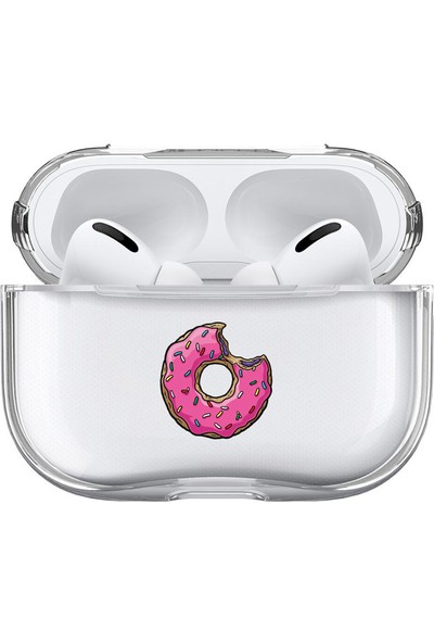 Cupcase Apple Airpods Pro Kılıfı Desen Tasarımlı Şeffaf Sert Kapak - Donut.