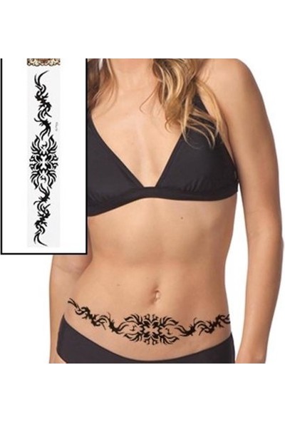 Unisex Siyah Figürlü Flash Tattoo Bel Kol Bacak Göbek Uzun Geçici Dövme