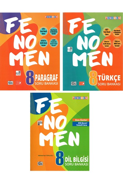 Fenomen 8. Sınıf LGS Türkçe + Paragraf + Dil Bilgisi Soru Bankası 3 Kitap