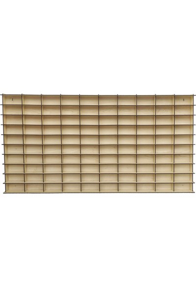 1/64 Akçaağaç (Bej) Renk Yatay Hobi Araba Rafı 100 Araç (Hot Wheels, Matcbox)