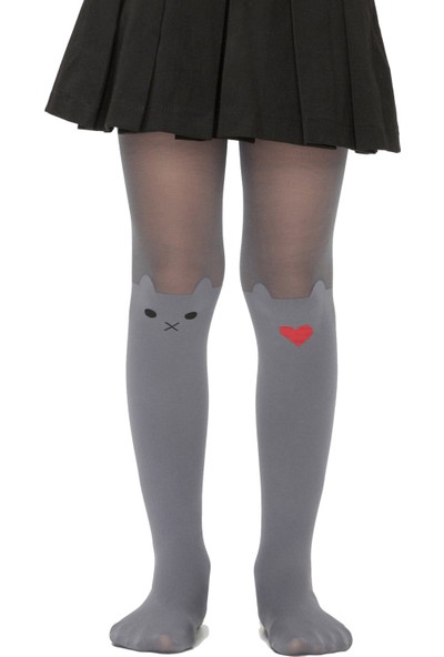 Penti Gri Renk Desenli Çocuk Külotlu Çorap