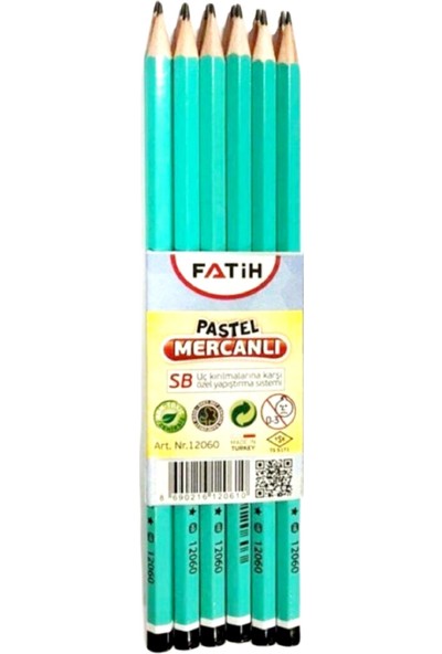 Fatih Pastel Mercanlı Hb Kurşun Kalem 12'li Yeşil Fatih Pastel Mercanlı Hb Kurşun Kalem 12'li Yeşil
