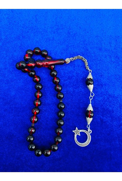 Matiat Ticaret Sıkma Kehribar 925 Ayar Gümüş Püskül Tesbih