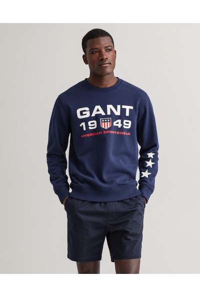 Gant Erkek Lacivert Baskılı Uzun Kollu Sweatshirt 2046082.409