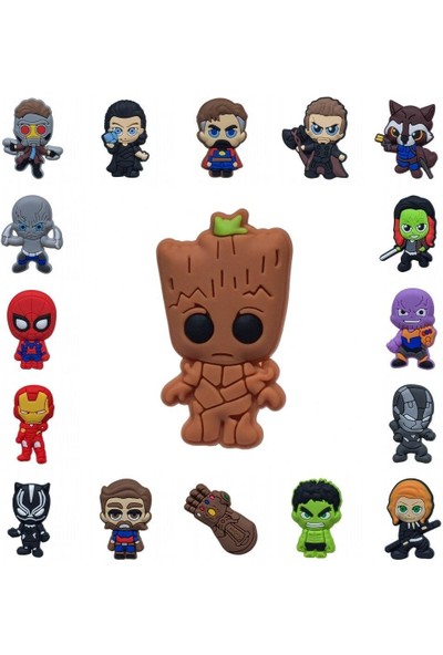 18 Adet Croc Terlik Süsleri Jıbbıtz Avengers Süper Kahramanlar Serisi Renkli Aksesuar HYB163