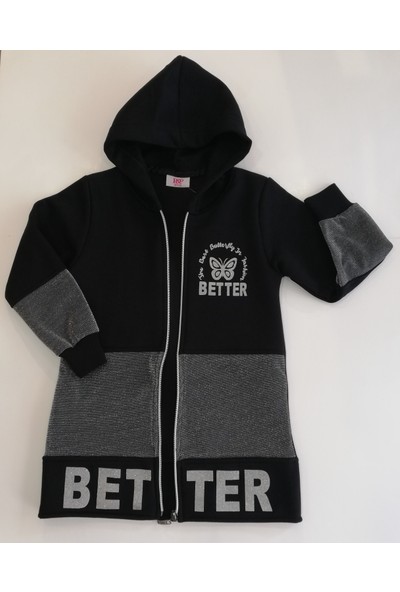 P&P Better Yazılı Kelebek Baskılı Sim Detaylı Kapişonlu Hırka