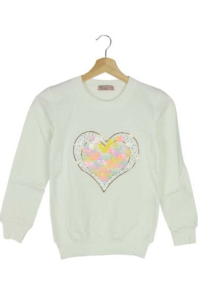 Walox Kız Çocuk Kalp Pullu Sweatshirt/krem/15 Yaş Walox Kız Çocuk Kalp Pullu Sweatshirt/krem/15 Yaş