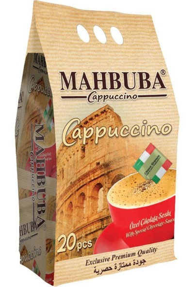 Mahbuba Çikolata Soslu Bol Köpüklü granüle Cappuccino Kahve 20X25 gr Mahbuba Çikolata Soslu Bol Köpüklü granüle Cappuccino Kahve 20X25 gr