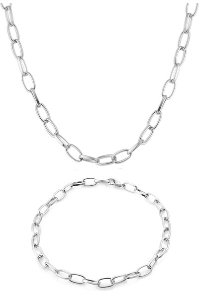 Elika Bijoux Erkek Zincir Kolye Bileklik Set