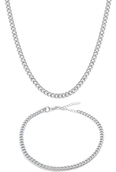 Elika Bijoux Erkek Zincir Kolye Bileklik Set