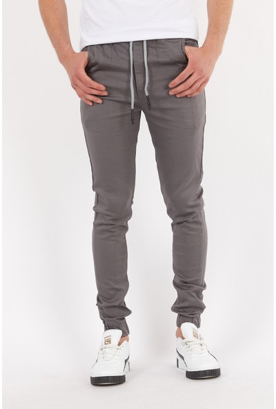 Baba Tekstil Özel Dokuma Kumaş Slim Fit Bel-Paça Lastikli Likralı Füme Jogger Spor Pantolon