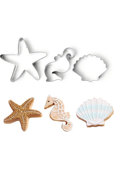 Nar Kalıp Deniz Canlıları Kurabiye Kalıbı 3'lü