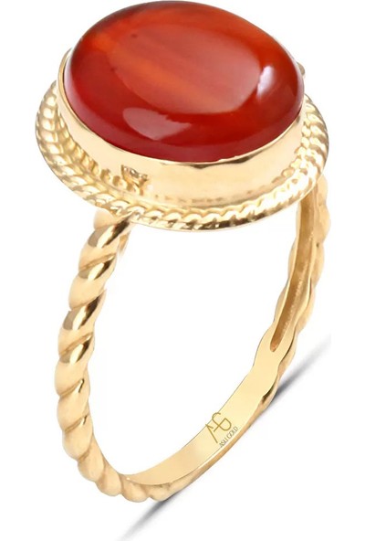 Aslı Gold Burgu Kol Altın Akik Taşlı Yüzük