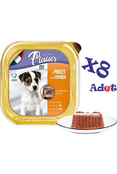 Plaisir Tavuklu Etli Pate Puppy Plaisir 150GR Yaş Köpek Maması 8ADET Plaisir Tavuklu Etli Pate Puppy Plaisir 150GR Yaş Köpek Maması 8ADET