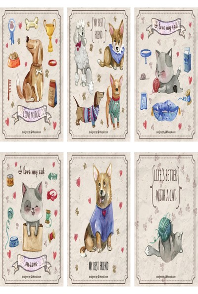Hayat Poster Can Dostlarımız Kedi Ve Köpekler 6lı Mini Retro Ahşap Poster Seti Uv Baskılı Hayat Poster Can Dostlarımız Kedi Ve Köpekler 6lı Mini Retro Ahşap Poster Seti Uv Baskılı