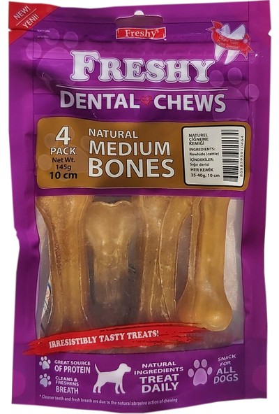 Freshy Orta Boy Natürel Dental Kemik - 10 Santim (4 Freshy Orta Boy Natürel Dental Kemik - 10 Santim (4