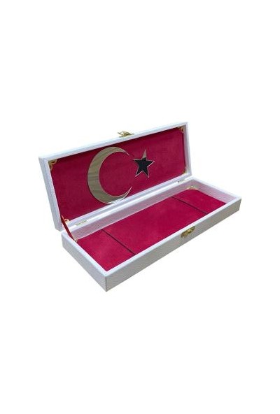 kutuveaksesuar Tesbih Kutusu Deri Kaplama Beyaz Ay Yıldızlı kutuveaksesuar Tesbih Kutusu Deri Kaplama Beyaz Ay Yıldızlı