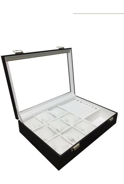 kutuveaksesuar Saat,yüzük,gözlük Karışık Takı Kutusu Siyah Içi Beyaz kutuveaksesuar Saat,yüzük,gözlük Karışık Takı Kutusu Siyah Içi Beyaz