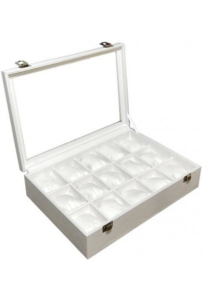 kutuveaksesuar Saat Kutusu 15'li Beyaz Suni Deri kutuveaksesuar Saat Kutusu 15'li Beyaz Suni Deri