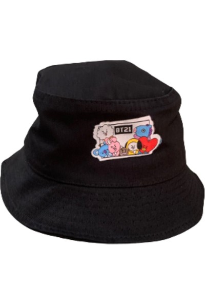 Kpop Dünyası Bts ' BT21 ' Bucket Hat Şapka - Siyah