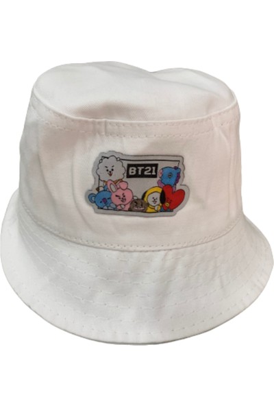 Kpop Dünyası Bts ' BT21 ' Bucket Hat Şapka - Beyaz