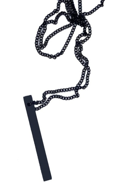 Milanyo Halka Zincirli Siyah Renk Çubuk Bar Kolye