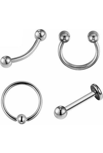 Takıconcept 4'lü Set Titanyum Piercing Dudak-Kıkırdak-Tragus 8 mm Takıconcept 4'lü Set Titanyum Piercing Dudak-Kıkırdak-Tragus 8 mm
