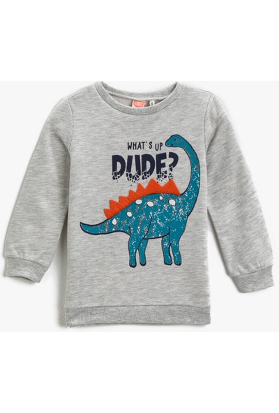 Koton Bisiklet Yaka Uzun Kollu Dinozor Baskili Sweatshirt Erkek Bebek