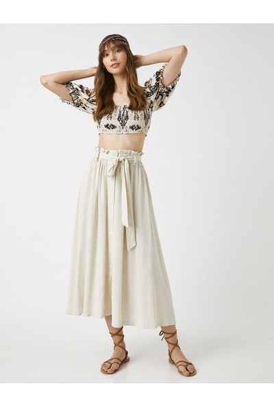Koton Kadın Beli Kuşaklı Etek Önü Düğmeli
