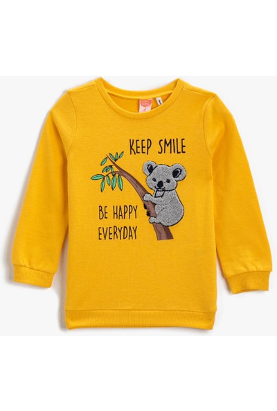 Koton Bisiklet Yaka Uzun Kollu Koala Baskılı Sweatshirt Erkek Bebek Koton Bisiklet Yaka Uzun Kollu Koala Baskılı Sweatshirt Erkek Bebek