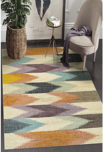 Colizon Dekoratif Yıkanabilir Kaymaz Tabanlı Salon Halısı