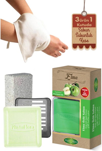 PHYTOFLORA Elma Özlü Doğal Sabun Kese + Sabunluk + Ponza Taşı PHYTOFLORA Elma Özlü Doğal Sabun Kese + Sabunluk + Ponza Taşı