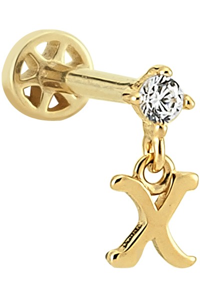 Dianora Piercing 14 Ayar Altın Sallantılı x Harfi Minimal Tragus Piercing Dianora Piercing 14 Ayar Altın Sallantılı x Harfi Minimal Tragus Piercing
