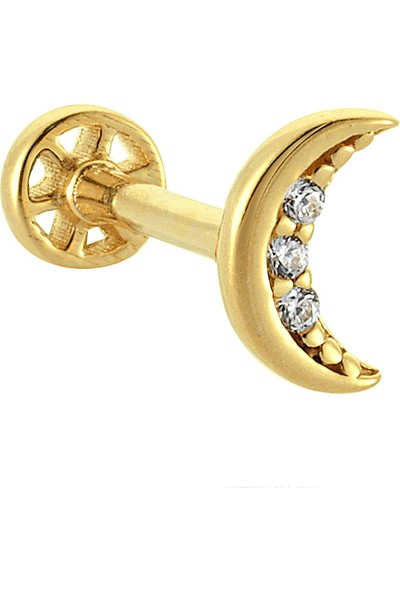 Dianora Piercing 14 Ayar Altın Taşlı Ay Minimal Tragus Piercing Dianora Piercing 14 Ayar Altın Taşlı Ay Minimal Tragus Piercing