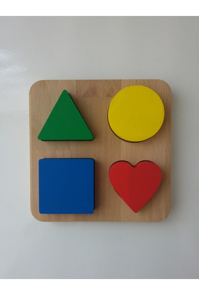 Yılmaz Ahşap Montessori Eğitici Ahşap Oyuncak Dörtlü Şekil Yerleştirme Renkli Şekiller