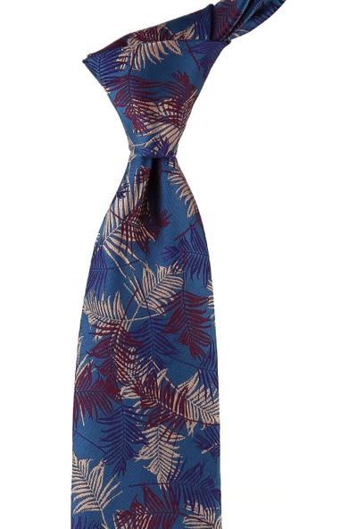 Kravatkolik Petrol Çiçek Desen Mendilli Klasik Kravat KK10753