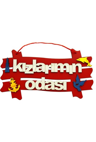 Alfa Ahşap Kapı Süsü 27CM x 15CM Kızlarımın Odası Kırmızı Alfa Ahşap Kapı Süsü 27CM x 15CM Kızlarımın Odası Kırmızı