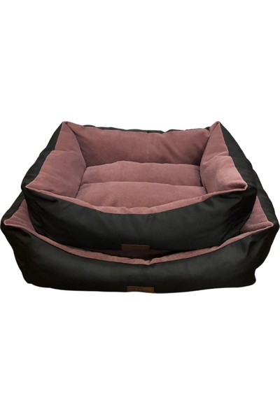 Petsygoo Makinede Yıkanabilir, Leke Tutamayan Bordo-Siyah Kedi Kutu Yatak, Boncuk Silikon 50 x 38 x 15 cm