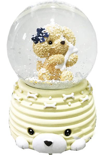 Narkissos Köpek ve Kemik Temalı Müzikli Işıklı Orta Boy Kar Küresi Narkissos Köpek ve Kemik Temalı Müzikli Işıklı Orta Boy Kar Küresi