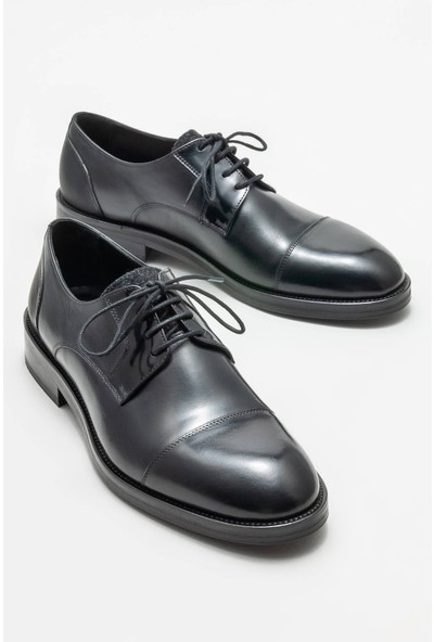 Elle Siyah Deri Erkek Klasik Ayakkabı