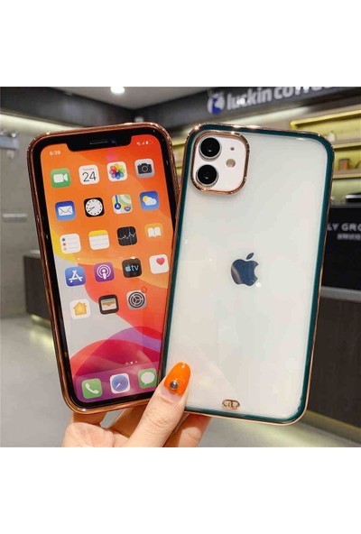 Moodcase iPhone 11 Premium Electrolize Silikonlu Haki Telefon Kılıfı