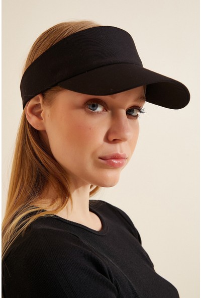 Şapkadan Unisex Uv Koruyucu Vizör Kasket Siperlik Tenis Şapka Siyah