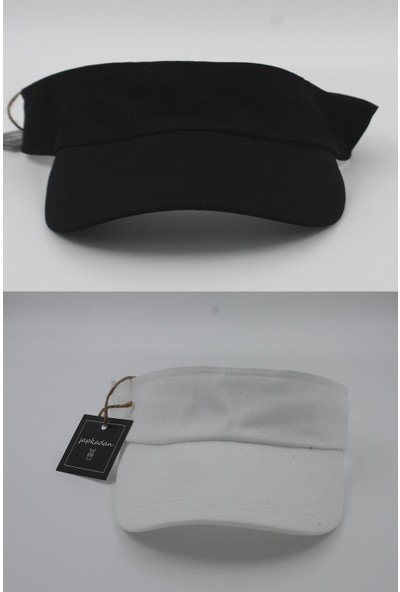 Şapkadan Unisex Uv Koruyucu Vizör Kasket Siperlik Tenis Şapka Beyaz-Siyah Set Şapkadan Unisex Uv Koruyucu Vizör Kasket Siperlik Tenis Şapka Beyaz-Siyah Set