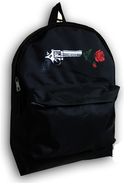 Narkissos Siyah Gül Desenli Okul Sırt Çantası Narkissos Siyah Gül Desenli Okul Sırt Çantası