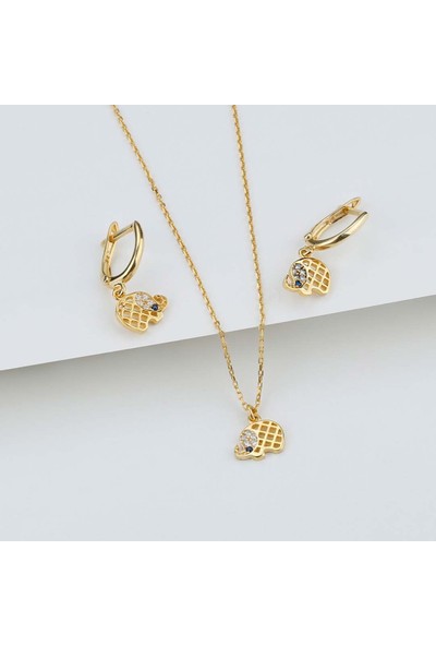 Gümüşistan 925 Ayar Gümüş Filli Küpe Kolye Seti
