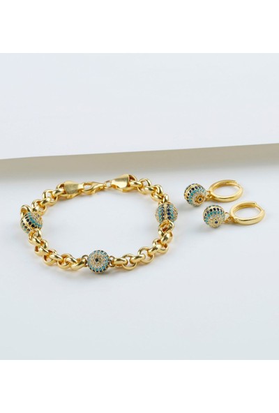 Gümüşistan 925 Ayar Gümüş Altın Kaplama Taşlı Göz Nazar Kalın Bileklik-Küpe Takı Seti Gümüşistan 925 Ayar Gümüş Altın Kaplama Taşlı Göz Nazar Kalın Bileklik-Küpe Takı Seti