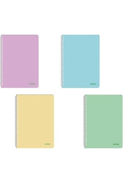 Mopak A4 Pastel Serisi Spiralli Pp Kapak Kareli Defter 72 Yaprak 4'lü