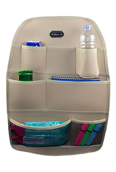 Space Koltuk Arkası Bej Deri Organizer