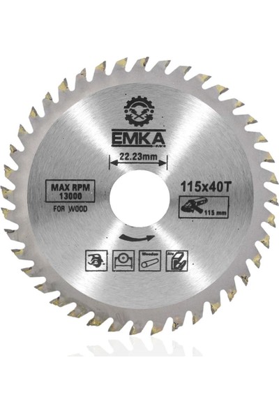 Badem10 Emka Ahşap Kesme Sunta Testeresi 115 mm 40 Diş Badem10 Emka Ahşap Kesme Sunta Testeresi 115 mm 40 Diş